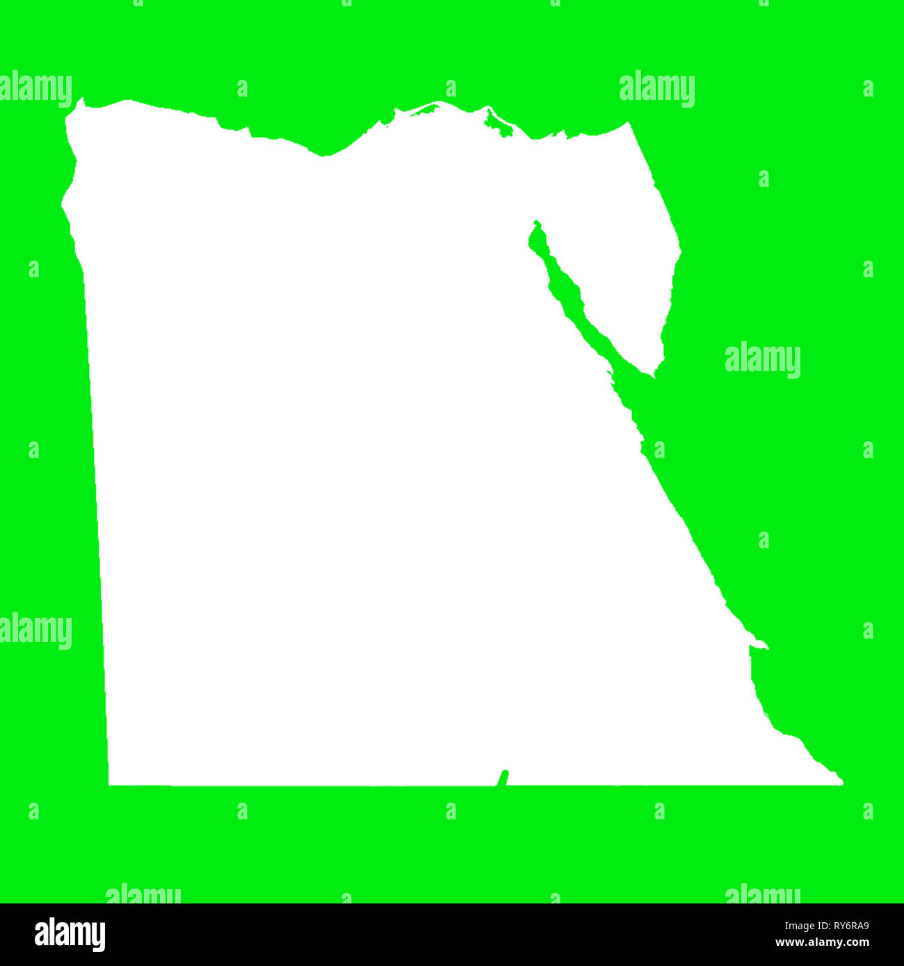 Egypt Map Outline White on Green Screen Stock Photo - Alamy