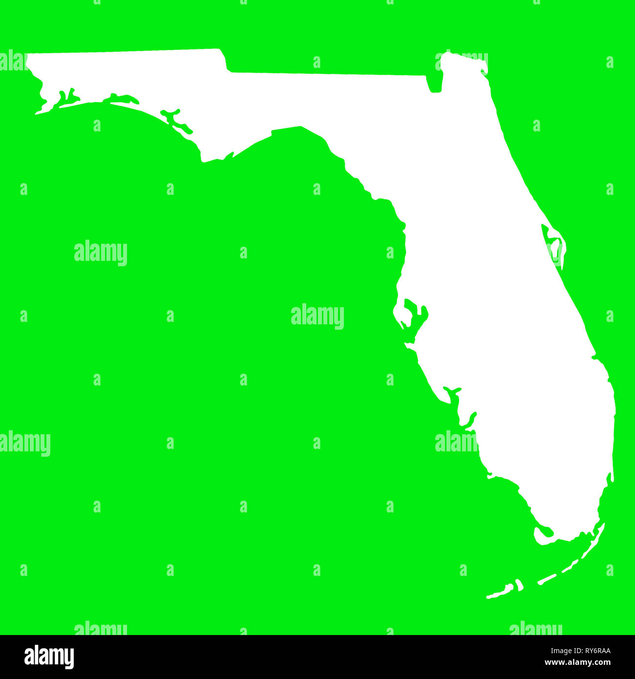 Florida Map Outline White on Green Screen Stock Photo - Alamy