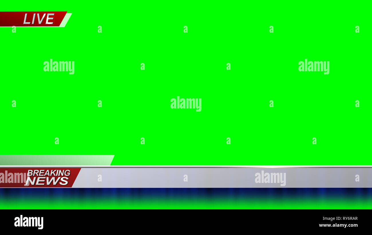 Breaking News Broadcast Lower Third Blank on Green Screen Stock Photo ...