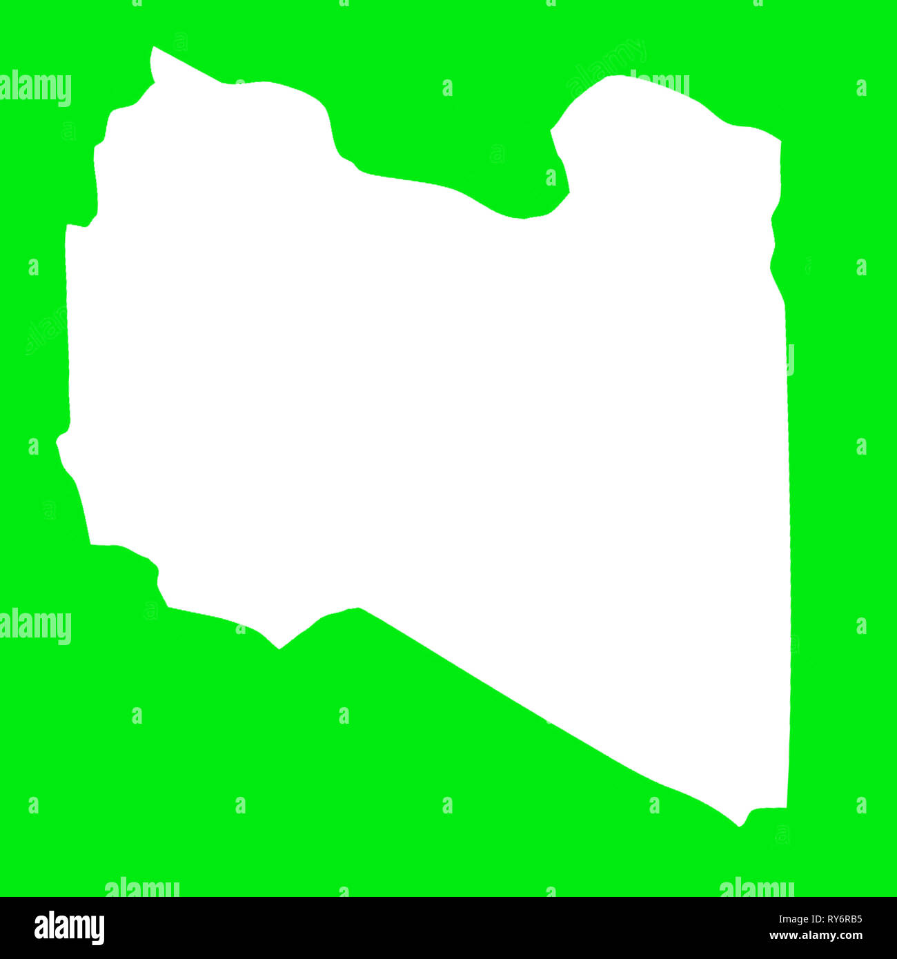 Libya Map Outline White on Green Screen Stock Photo - Alamy