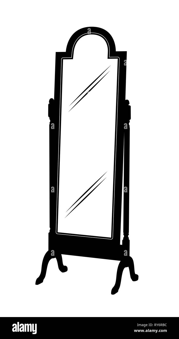 Standing Mirror Illustration Graphic Black and White Stock Photo Alamy