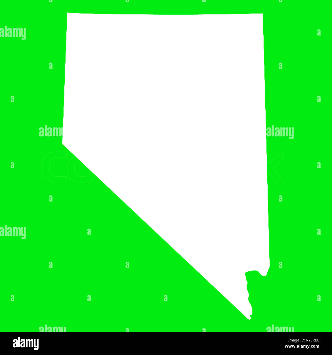 Nevada Map Outline White on Green Screen Stock Photo - Alamy