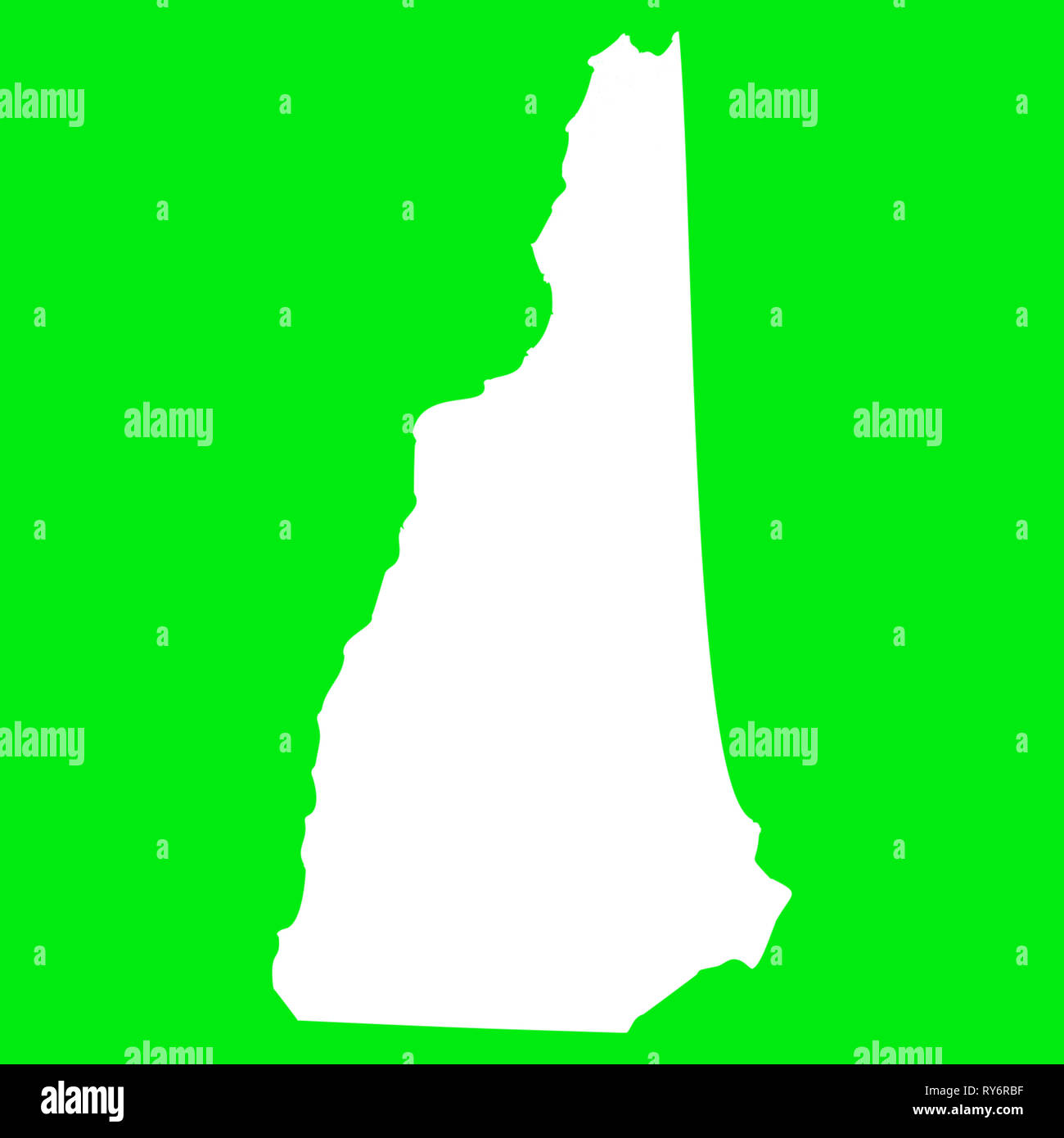 New Hampshire Map Outline White on Green Screen Stock Photo - Alamy