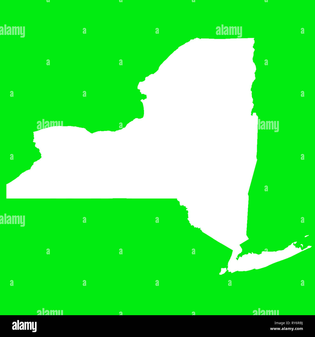 New York Map Outline White on Green Screen Stock Photo - Alamy