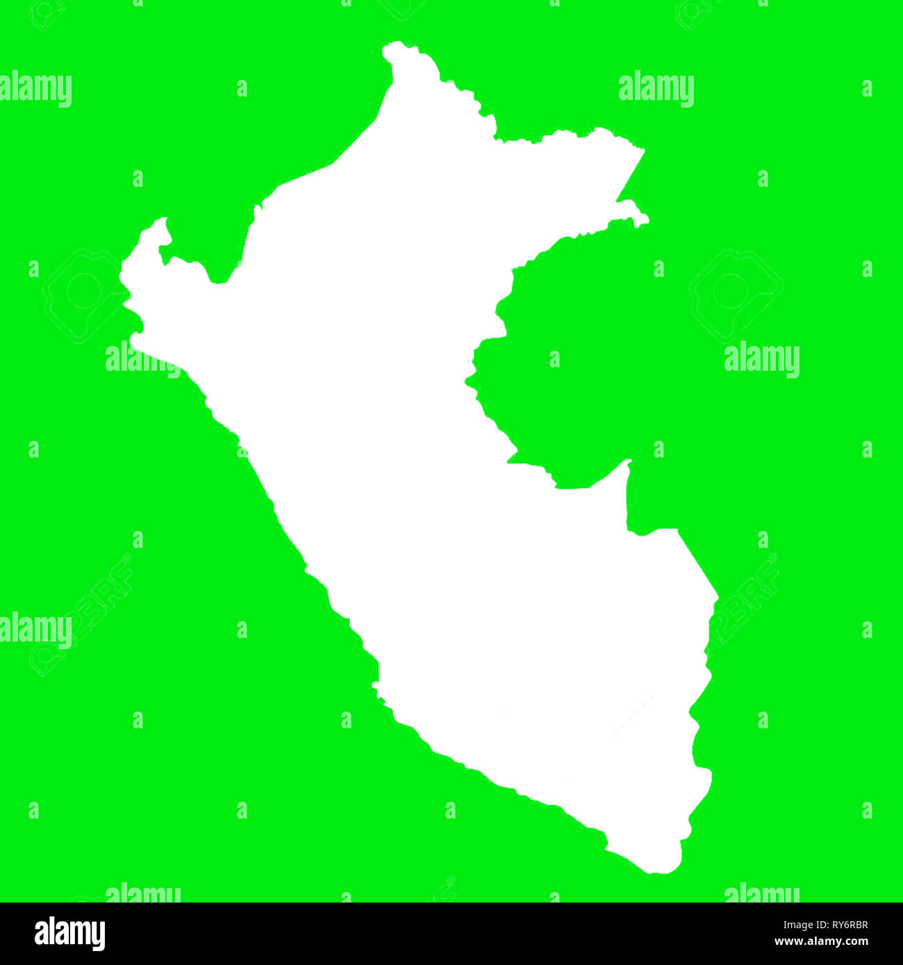 Peru Map Outline White on Green Screen Stock Photo - Alamy