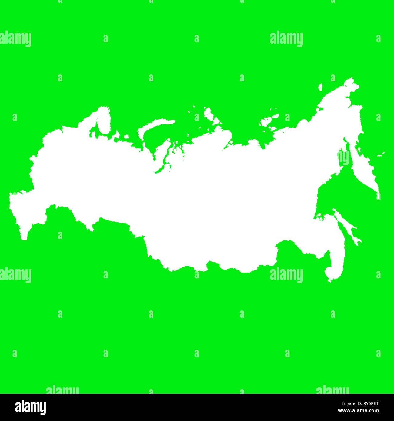 Russia Map Outline White on Green Screen Stock Photo - Alamy