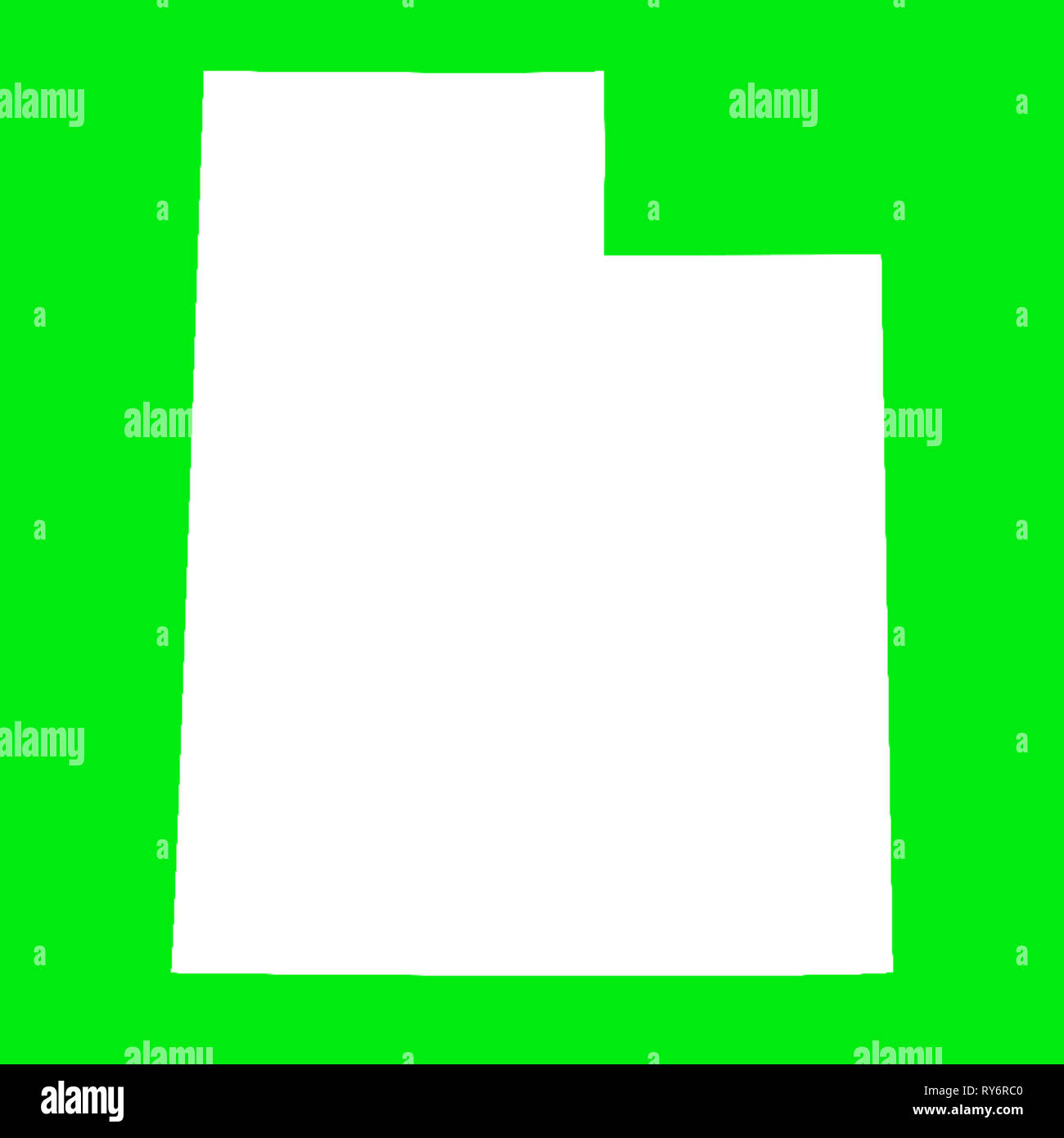 Utah Map Outline White on Green Screen Stock Photo - Alamy