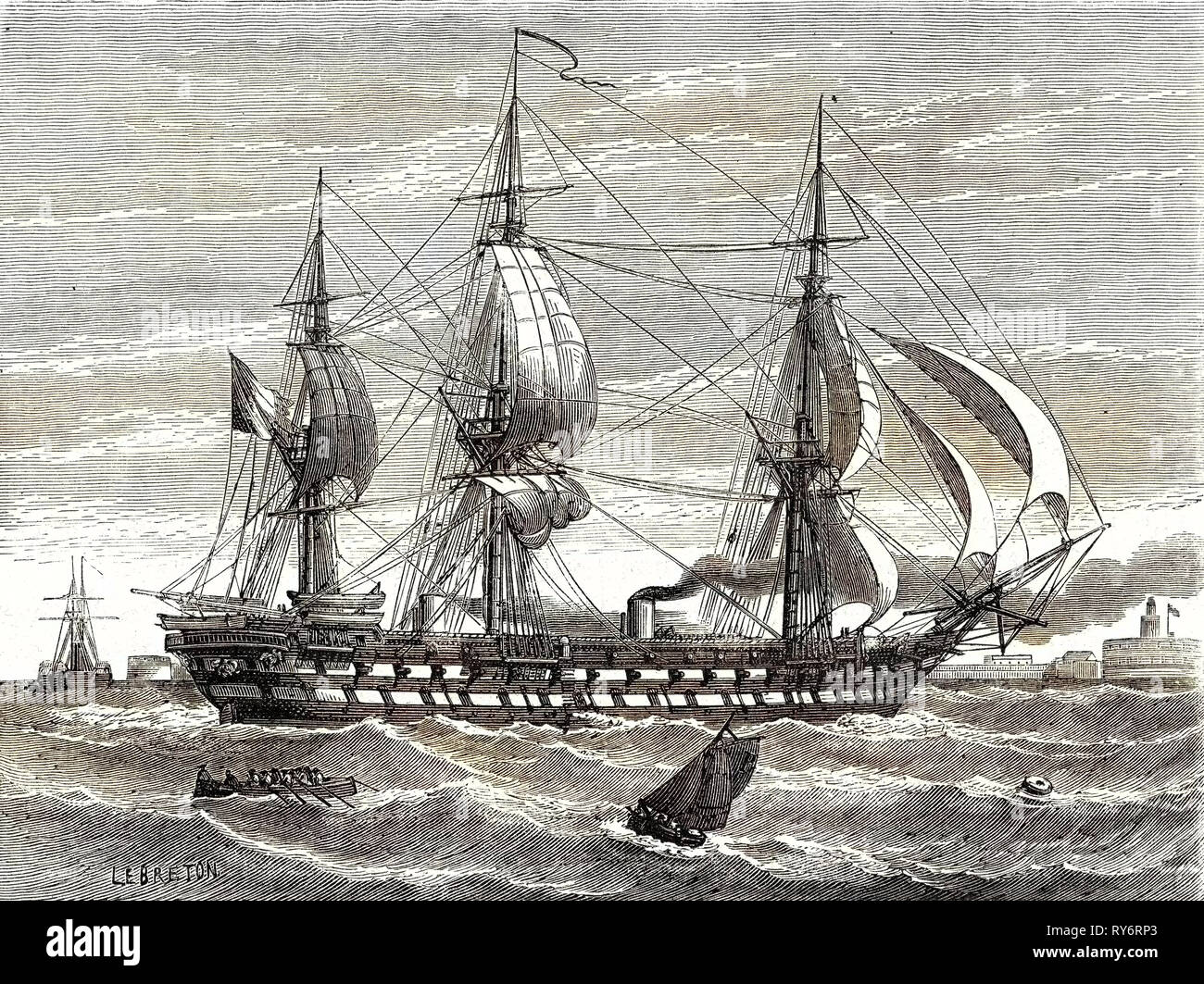 The 'Napoleon' French Steam-Propelled Warship Launched in 1849 Stock ...