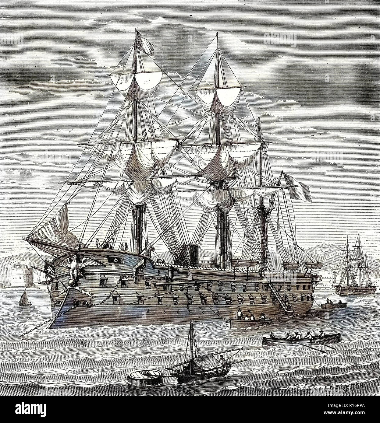 The 'solferino' Ironclad Steam-Propelled Warship Launched in 1863 Stock ...