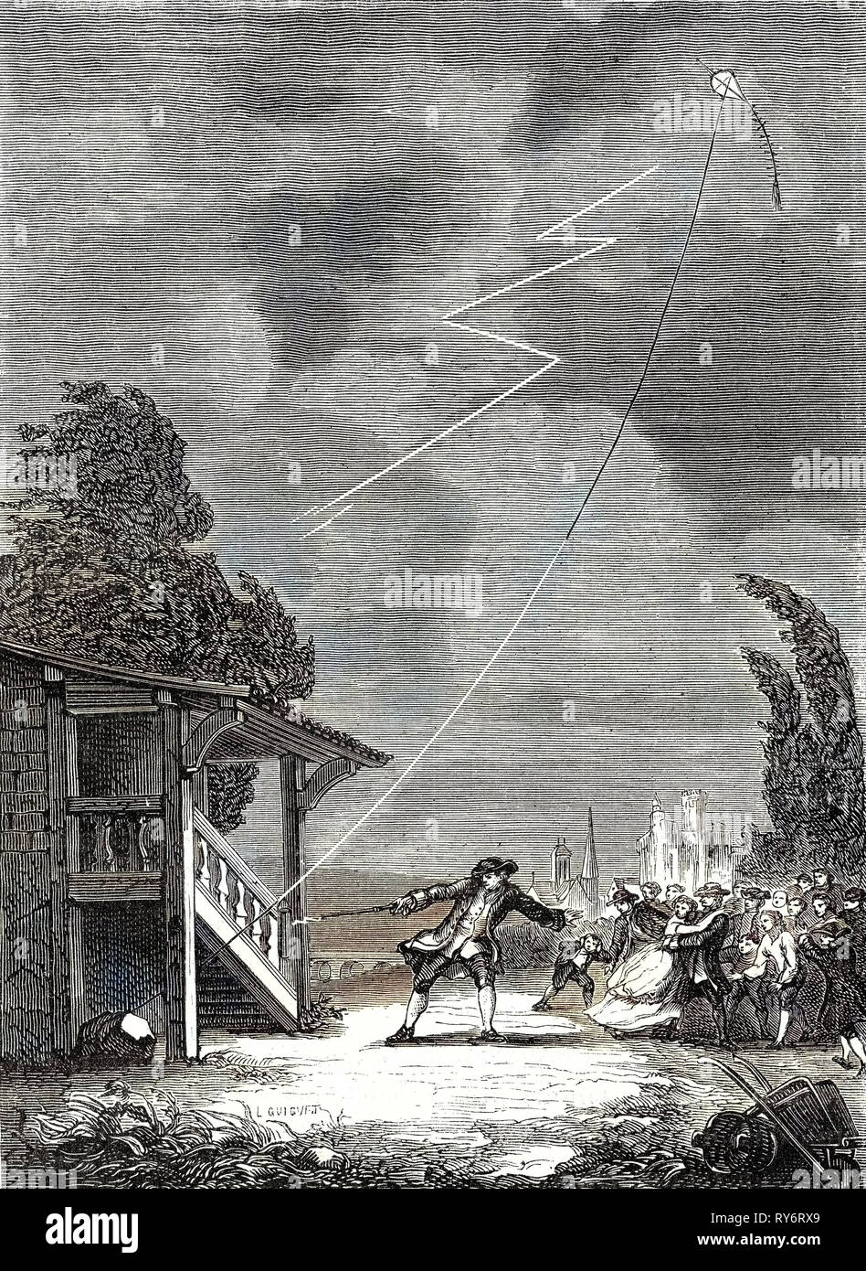 The Experiment of the Electric Kite Conducted by Romas June 7 1753 in ...