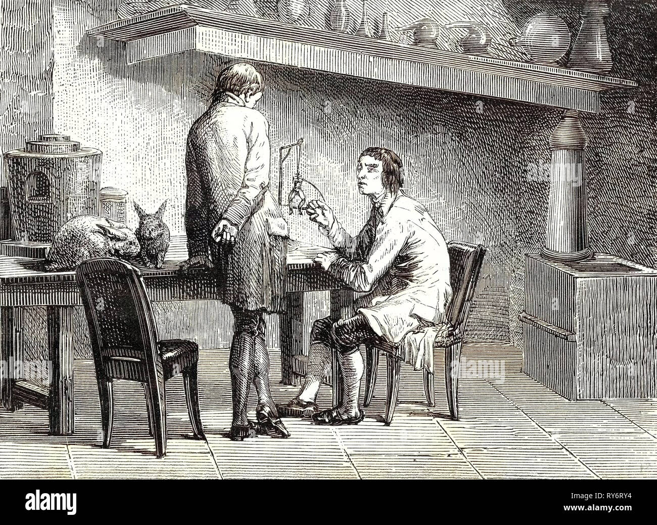 Humboldt and Hallé Repeating the Experiments of Galvani and Volta Stock ...