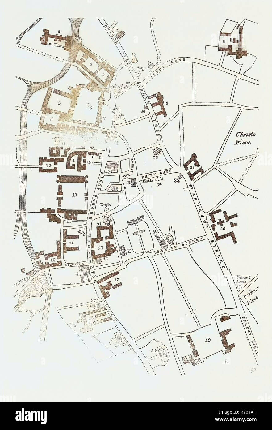 Plan of Cambridge, Great Britain Stock Photo - Alamy