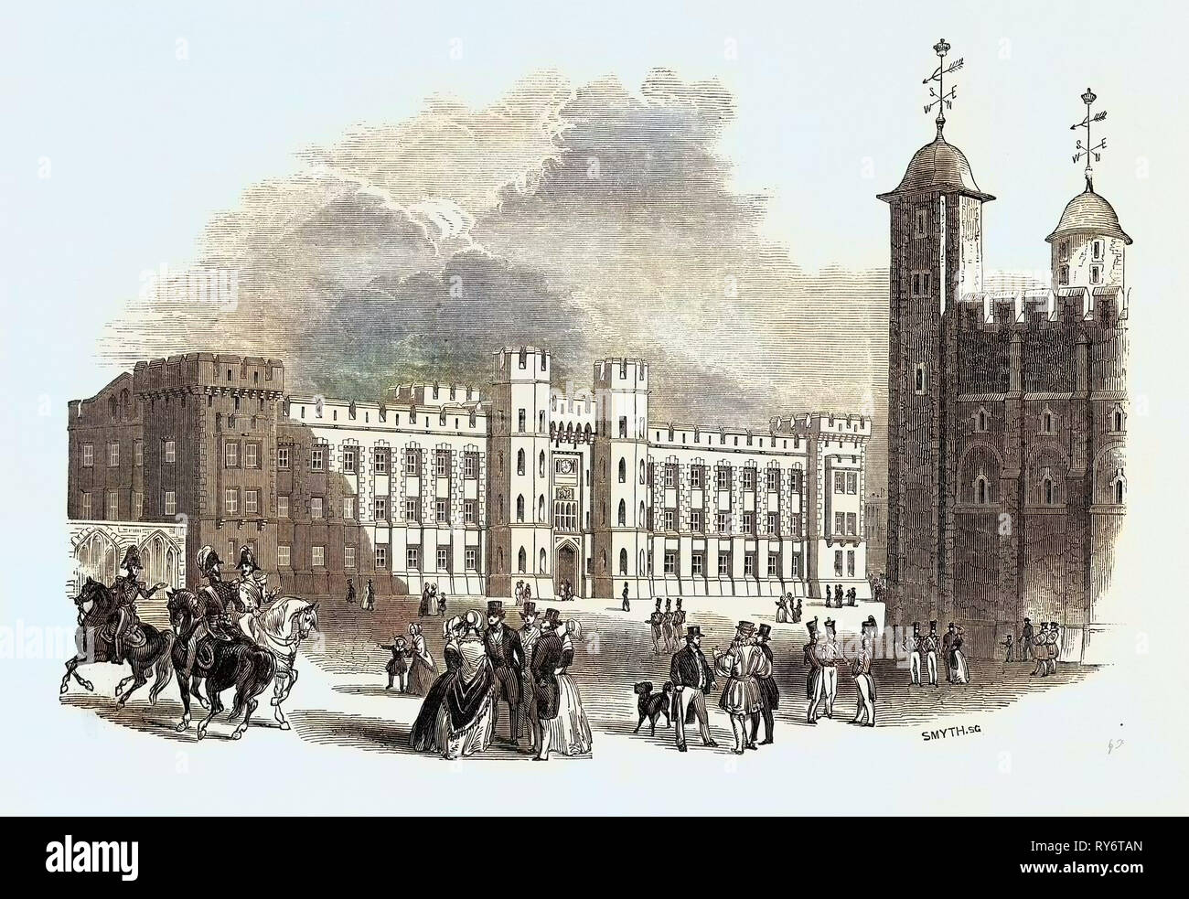 The Waterloo Barracks, from the Architect's Design, Great Britain Stock ...
