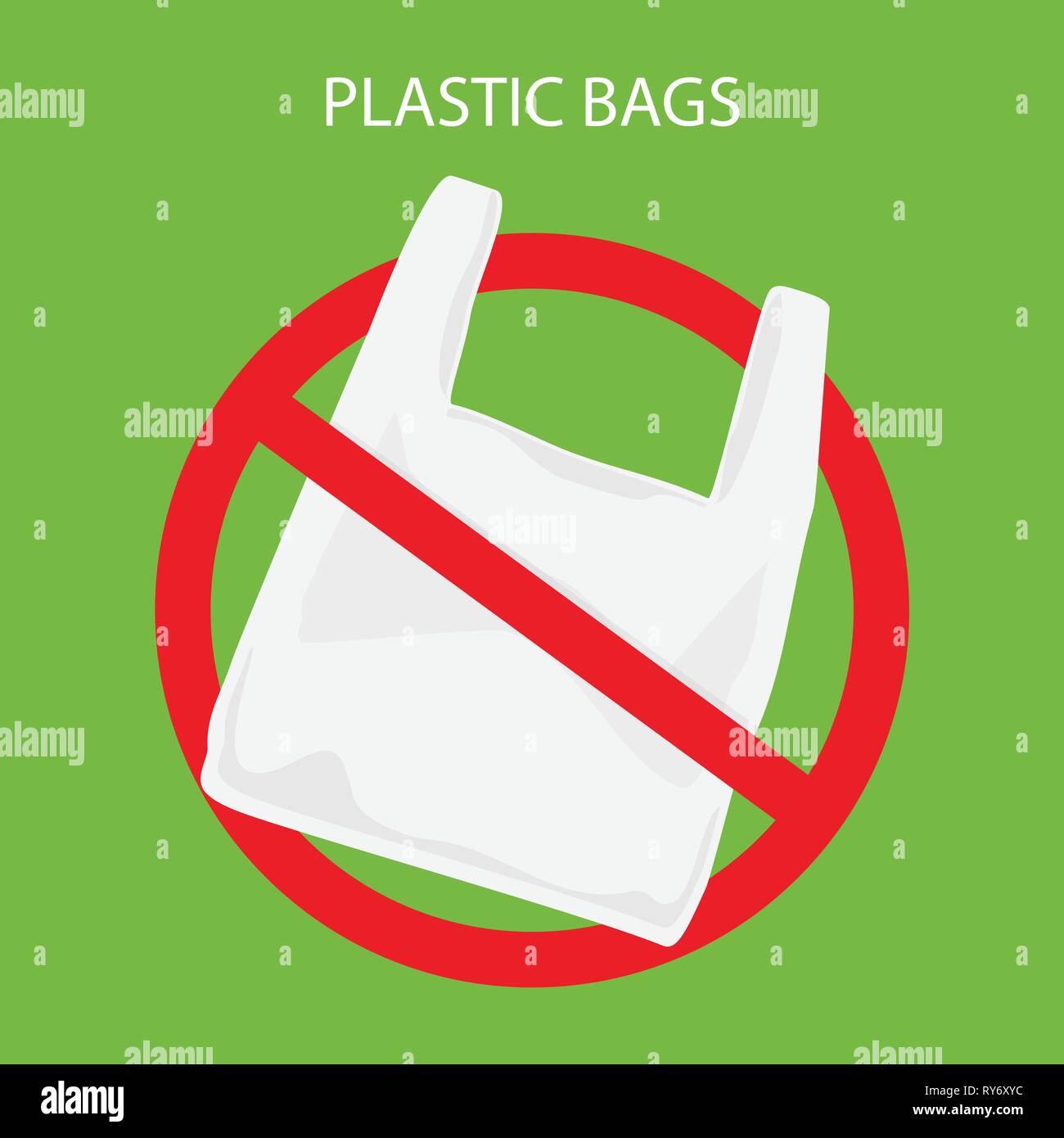 Say no to plastic bags poster. Disposable cellophane and polythene ...