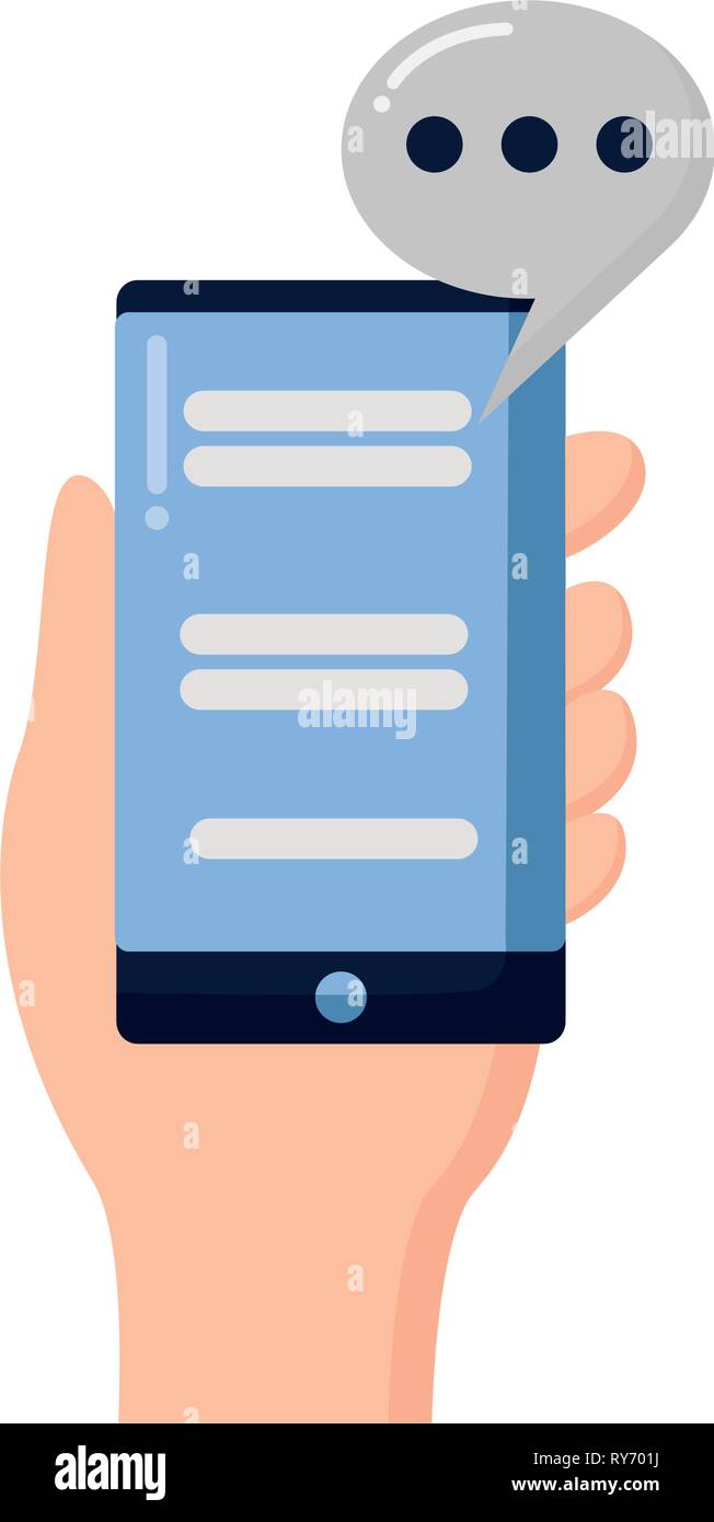 hand with cellphone chat Stock Vector Image & Art - Alamy
