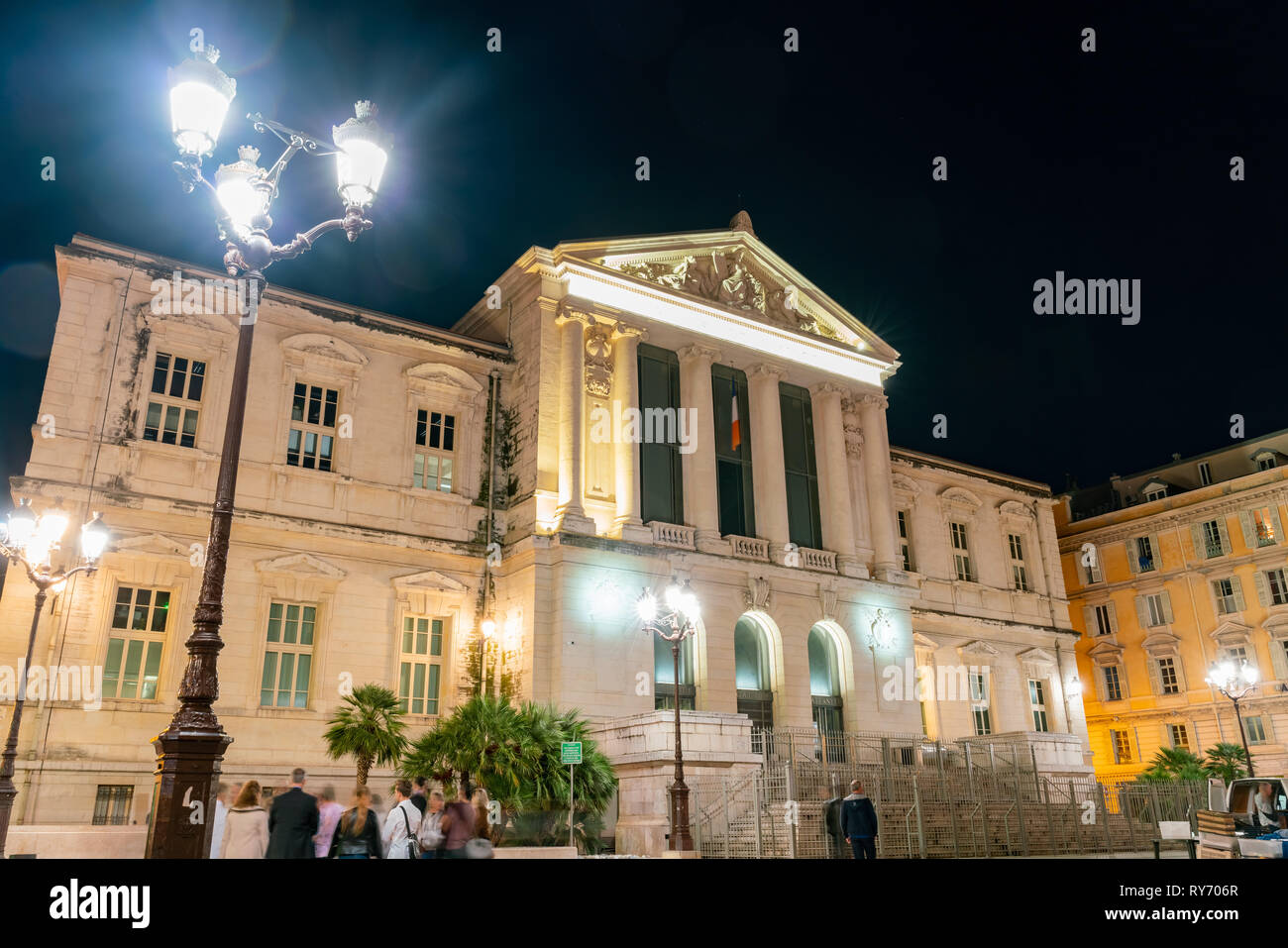 Nice, OCT 21: Night view of the Courthouse on OCT 20, 2018 at Nice ...