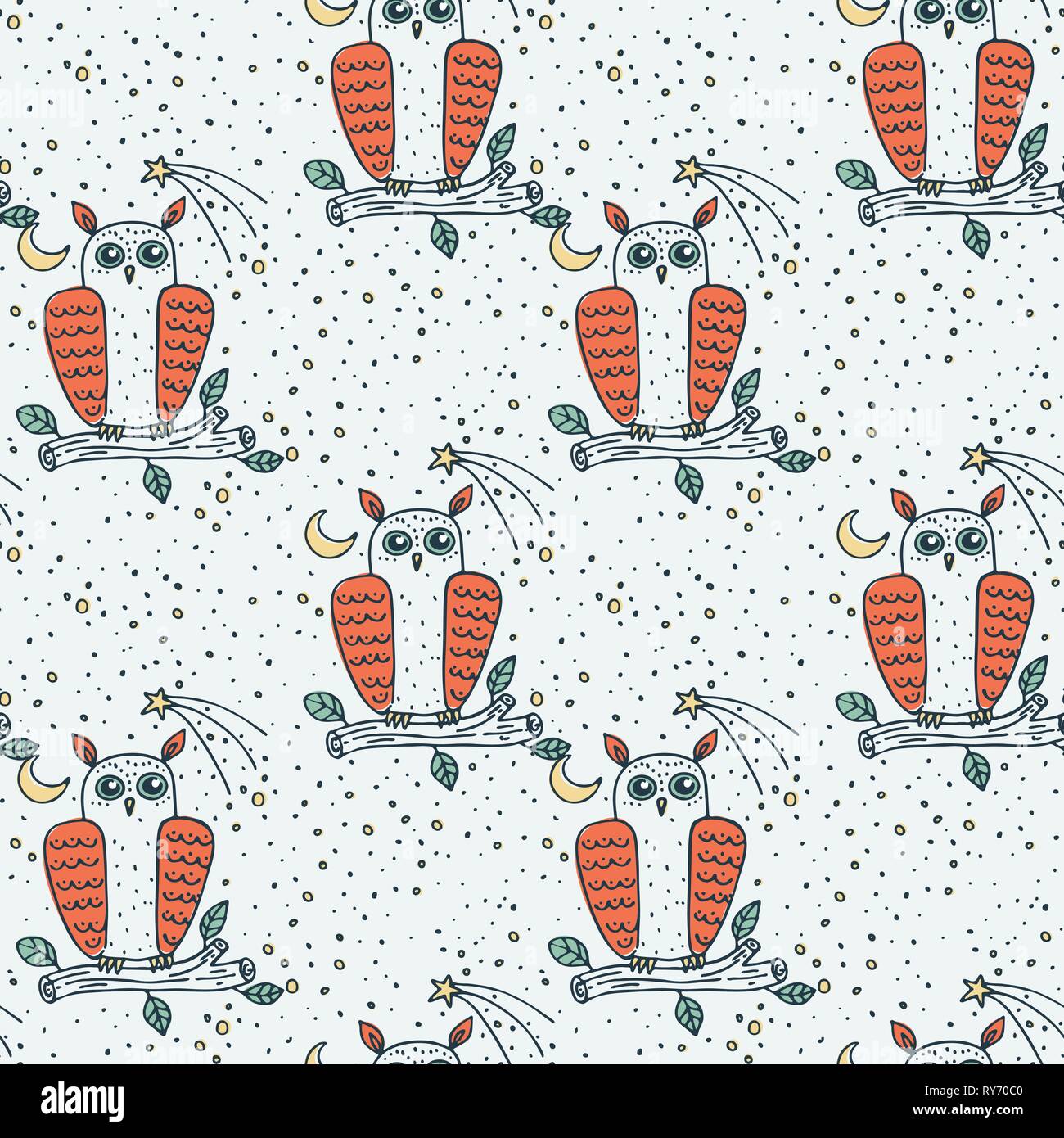 Seamless cute childish pattern with hand drawn cute animals. Creative ...