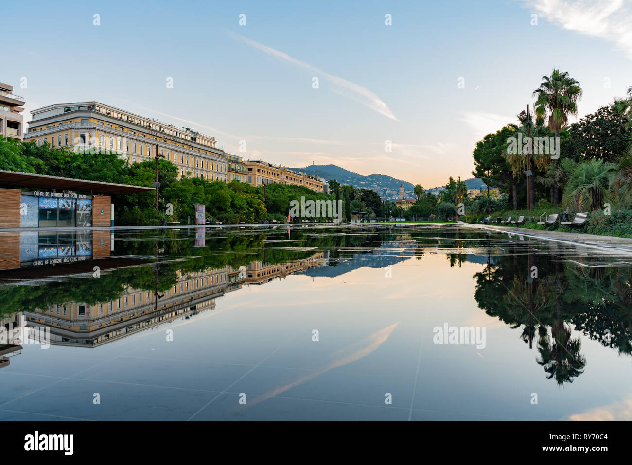 Nice, OCT 21: Promenade du Paillon park with beautiful reflection OCT ...