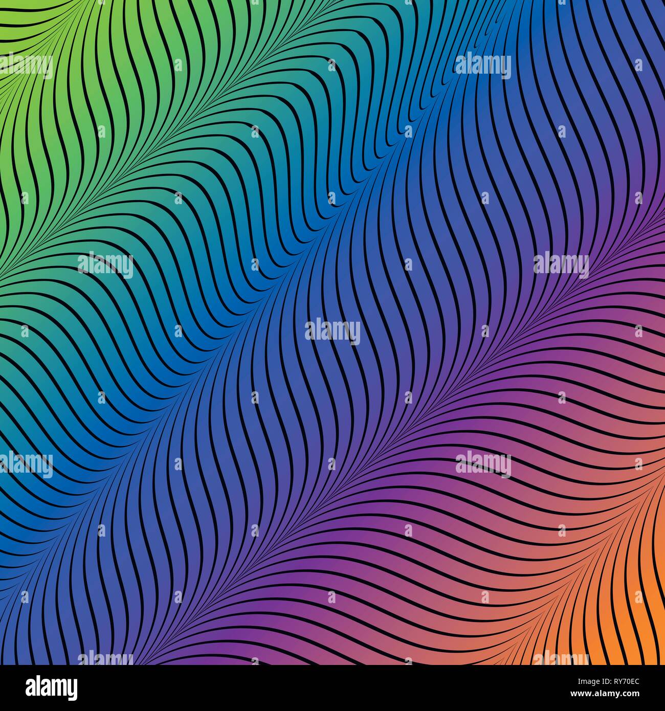 Abstract acid color wavy background, optical art, opart striped. Neon ...