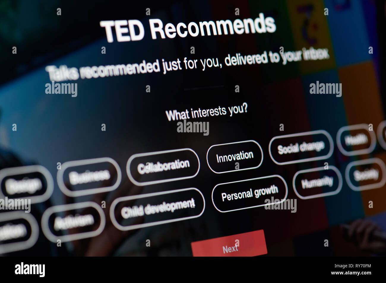 New york, USA - march 11, 2019: Ted recommends website page on laptop ...