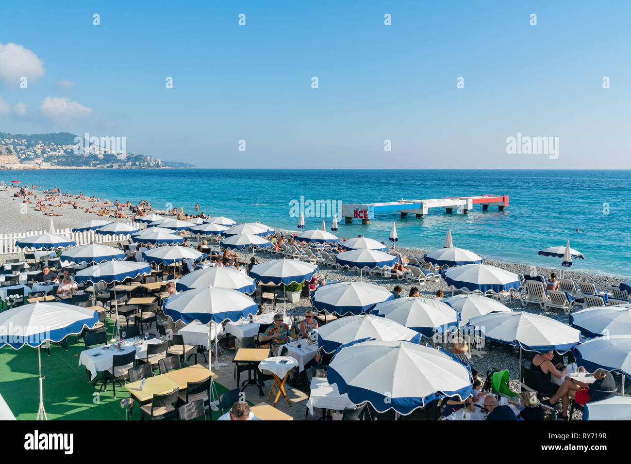 Nice, OCT 20: The beautiful Nice beach with many visitor hiding in ...