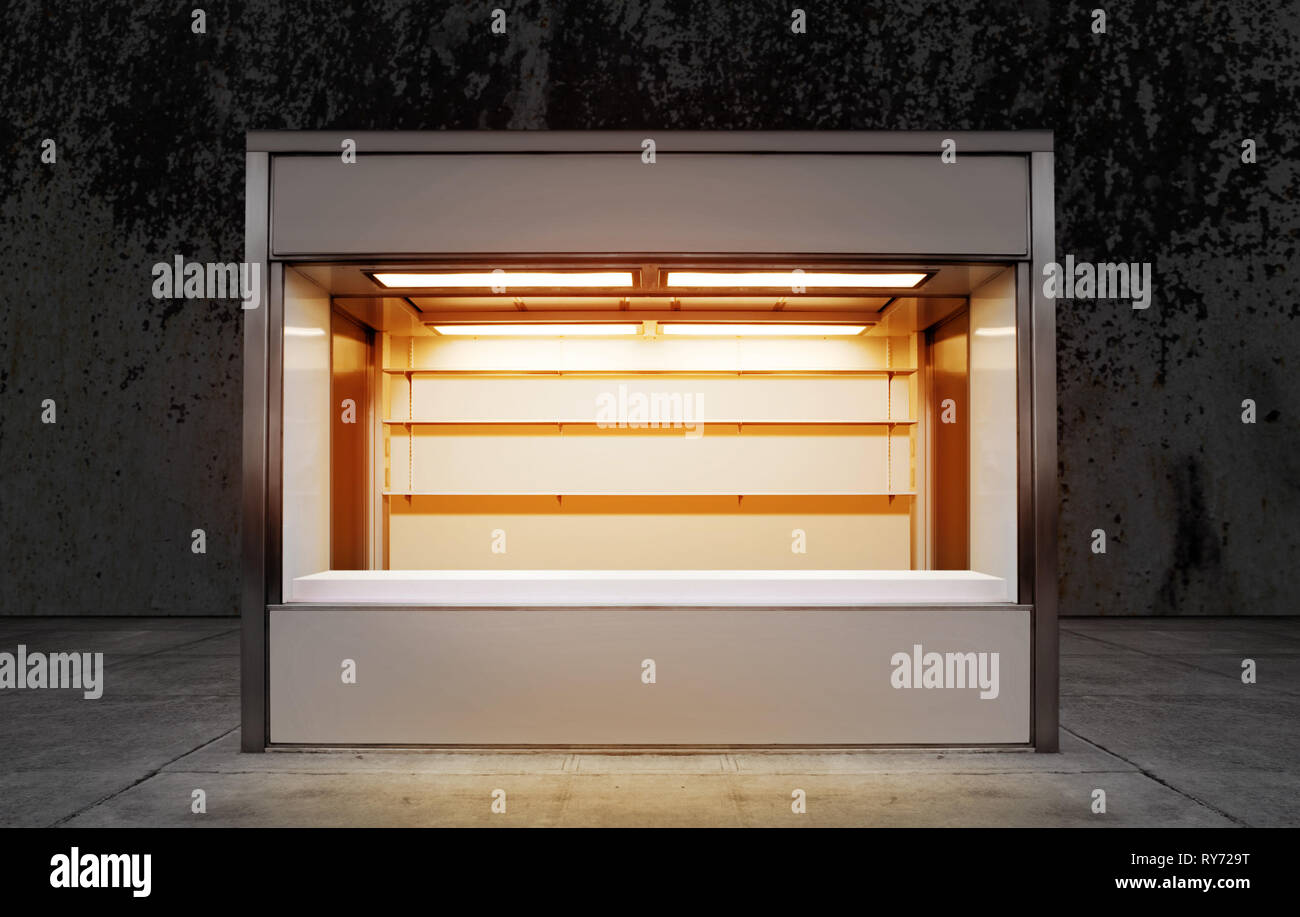 empty small store on street of city at night time Stock Photo - Alamy