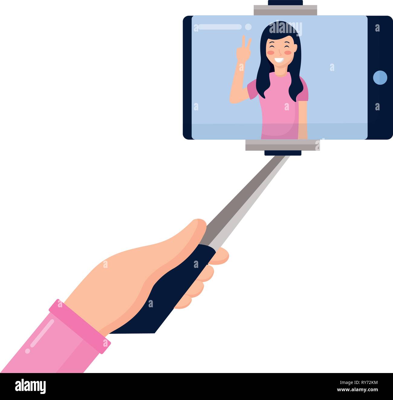Holding selfie stick Stock Vector Images - Alamy