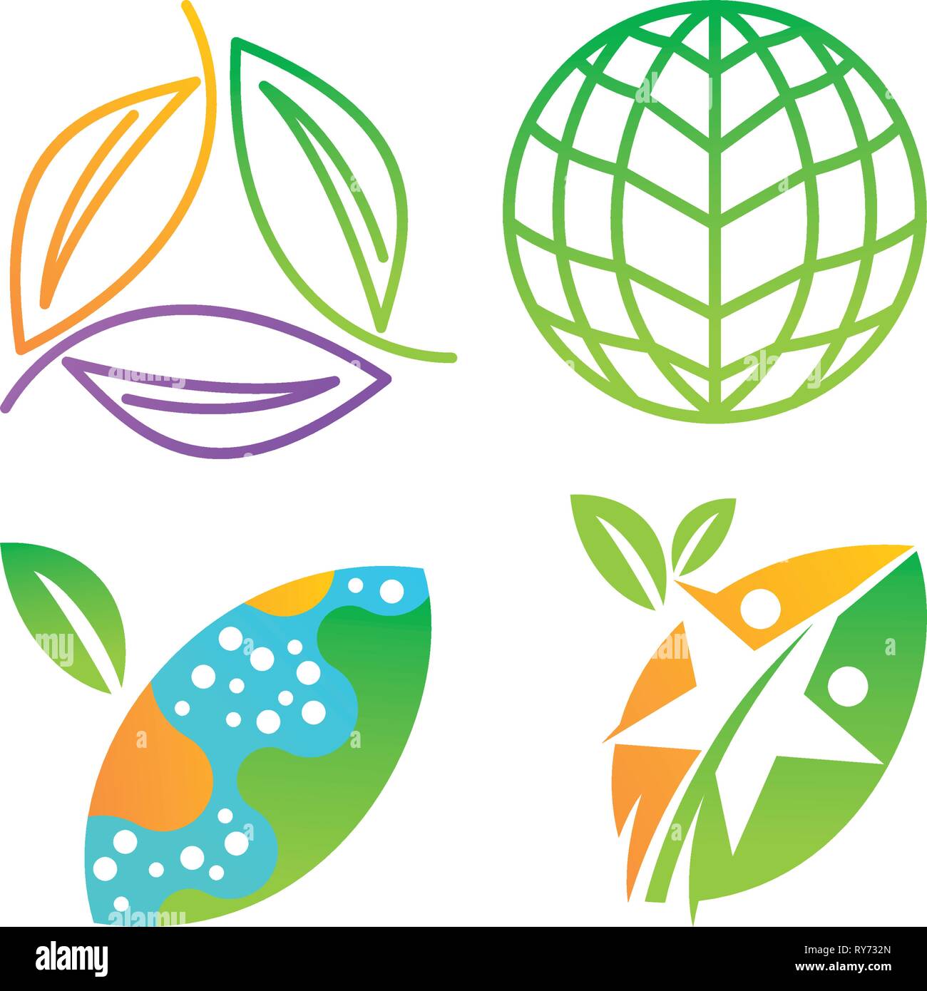 Leaf Logo Design Vector Template Set Stock Vector Image & Art - Alamy