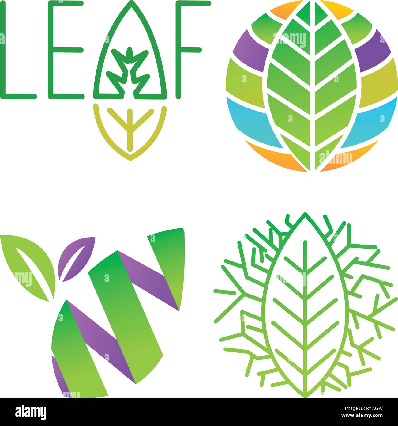 Leaf Logo Design Vector Template Set Stock Vector Image & Art - Alamy
