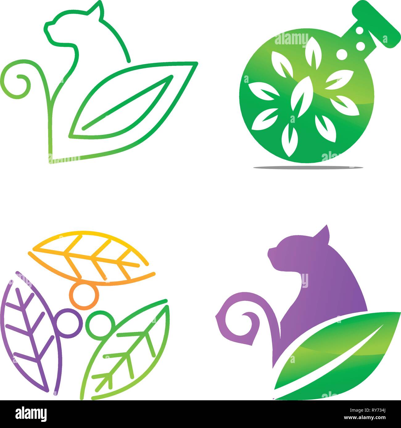 Leaf Logo Design Vector Template Set Stock Vector Image & Art - Alamy