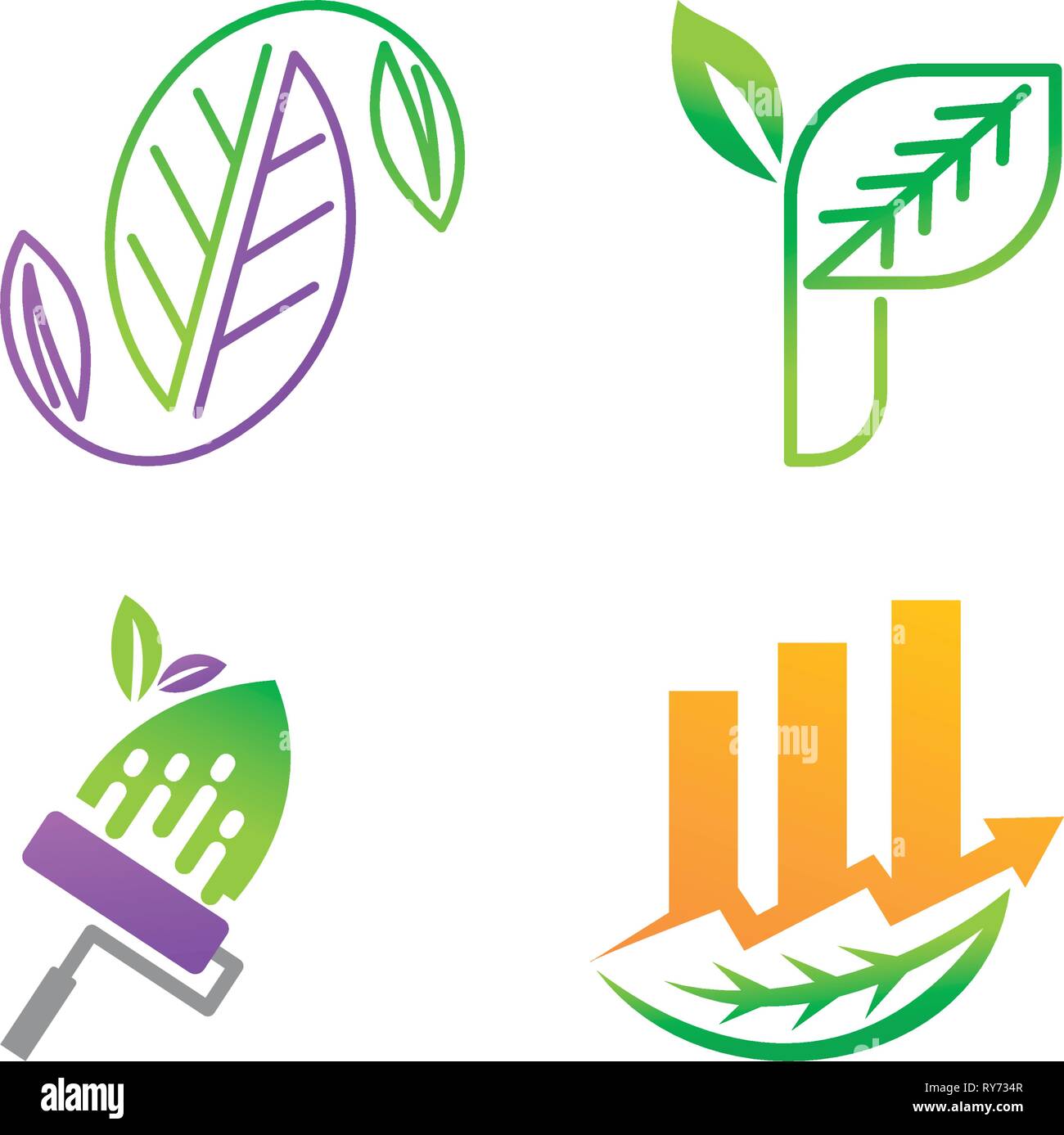 Leaf Logo Design Vector Template Set Stock Vector Image & Art - Alamy