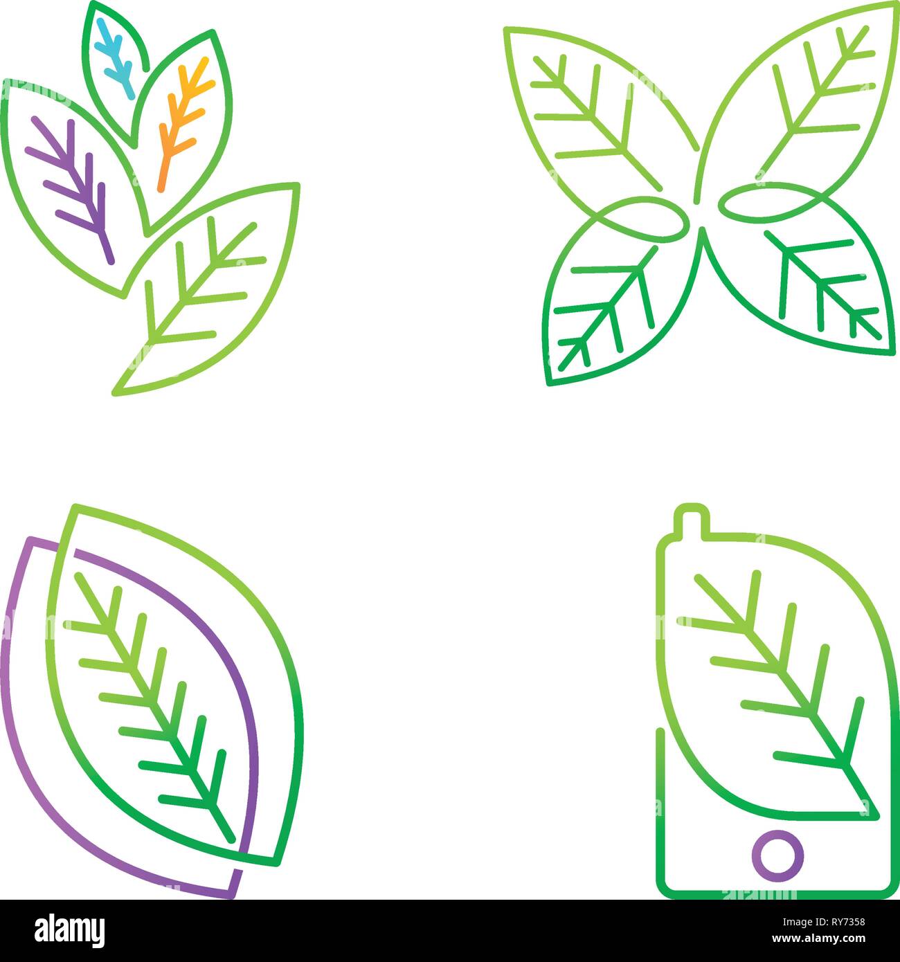 Leaf Logo Design Vector Template Set Stock Vector Image & Art - Alamy