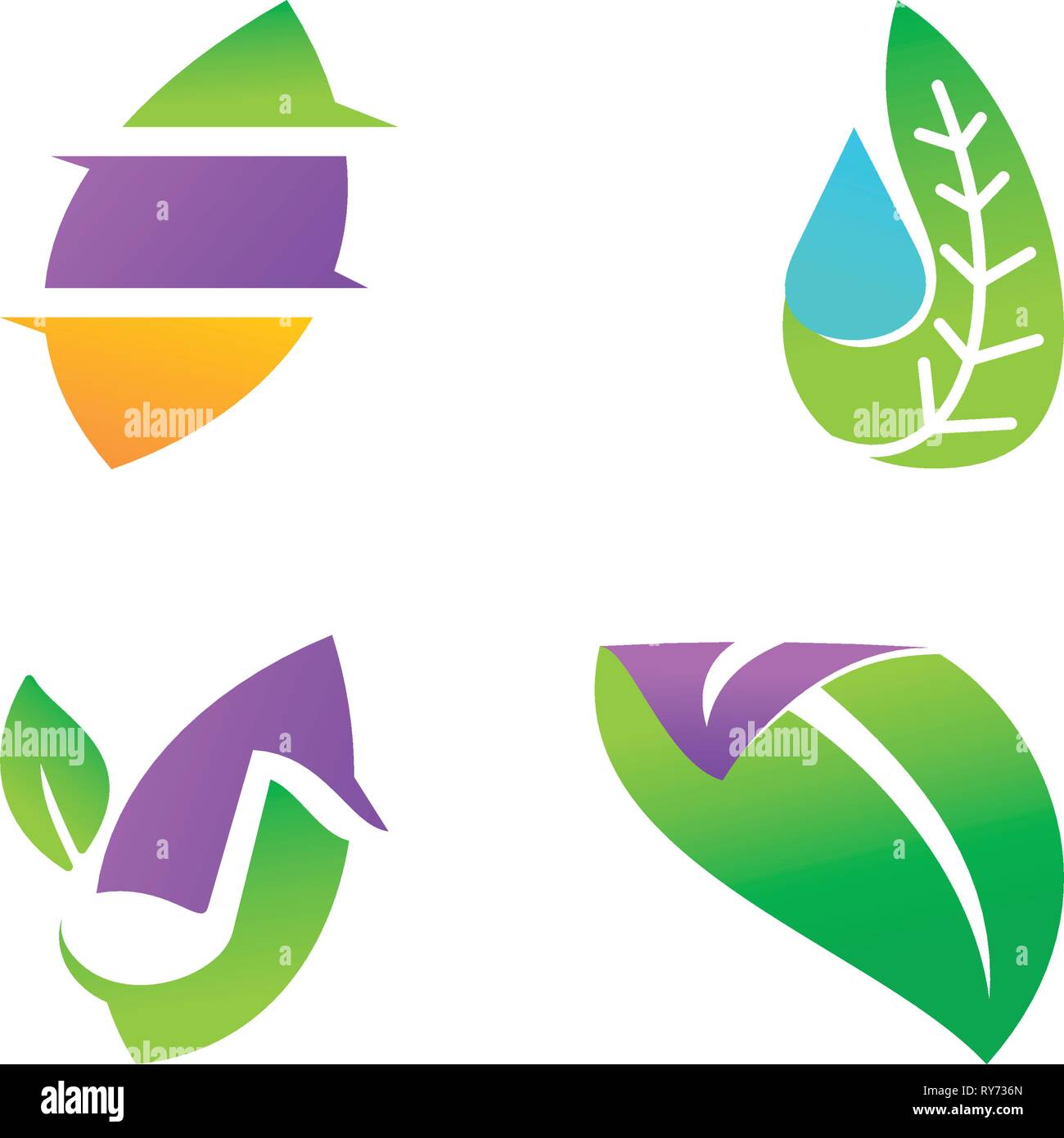 Leaf Logo Design Vector Template Set Stock Vector Image & Art - Alamy