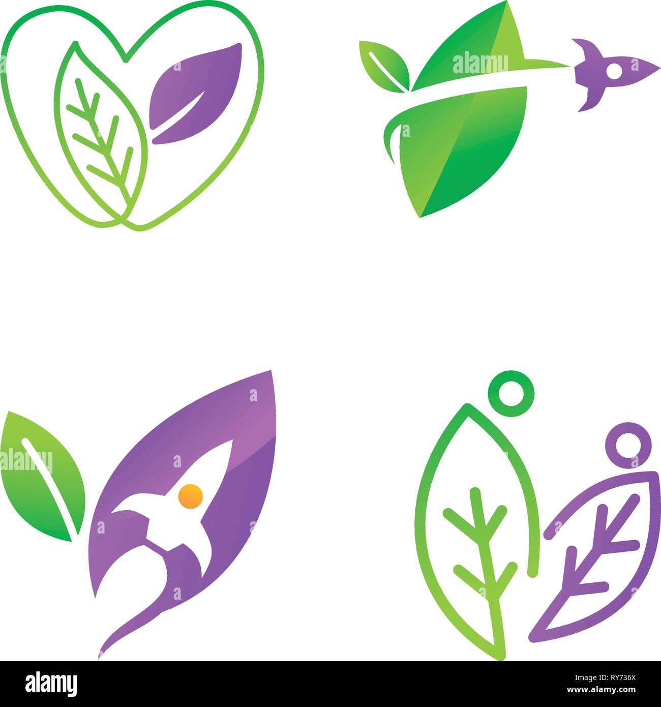 Leaf Logo Design Vector Template Set Stock Vector Image & Art - Alamy