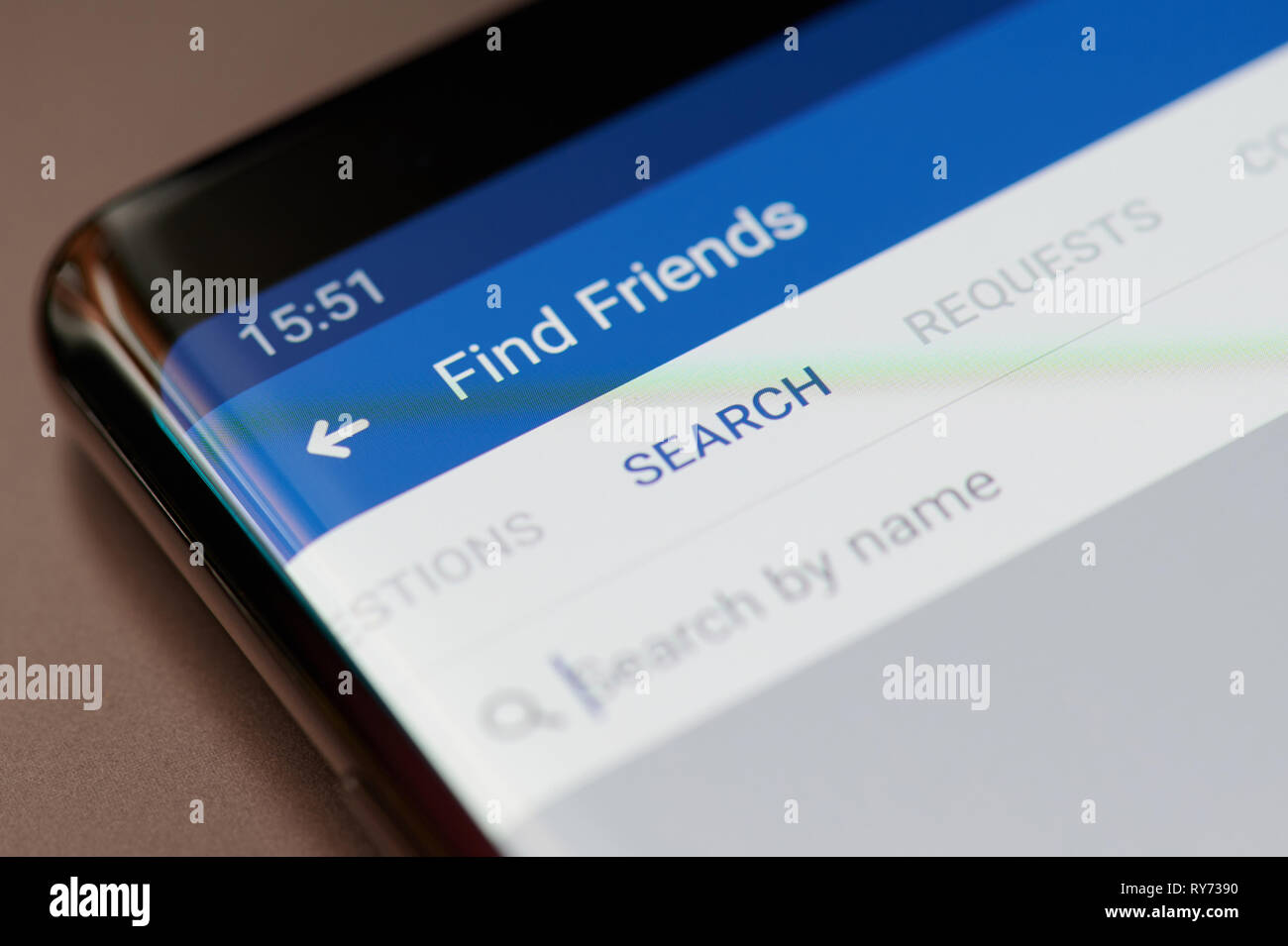 New york, USA - march 11, 2019: Find friends search in facebook on ...