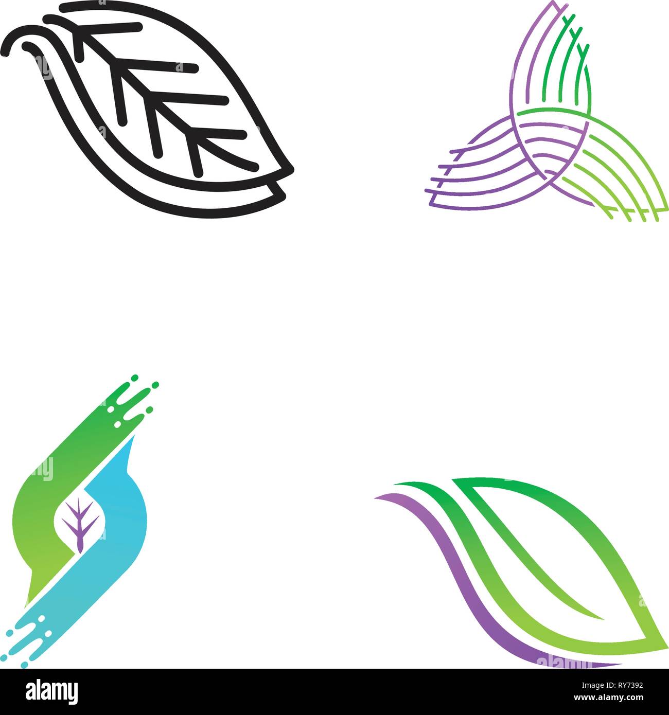 Leaf Logo Design Vector Template Set Stock Vector Image & Art - Alamy