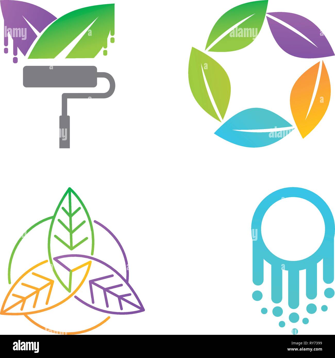 Leaf Logo Design Vector Template Set Stock Vector Image & Art - Alamy