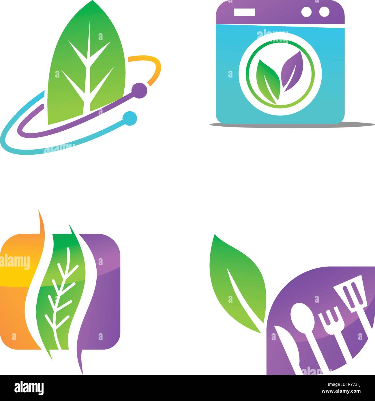 Leaf Logo Design Vector Template Set Stock Vector Image & Art - Alamy