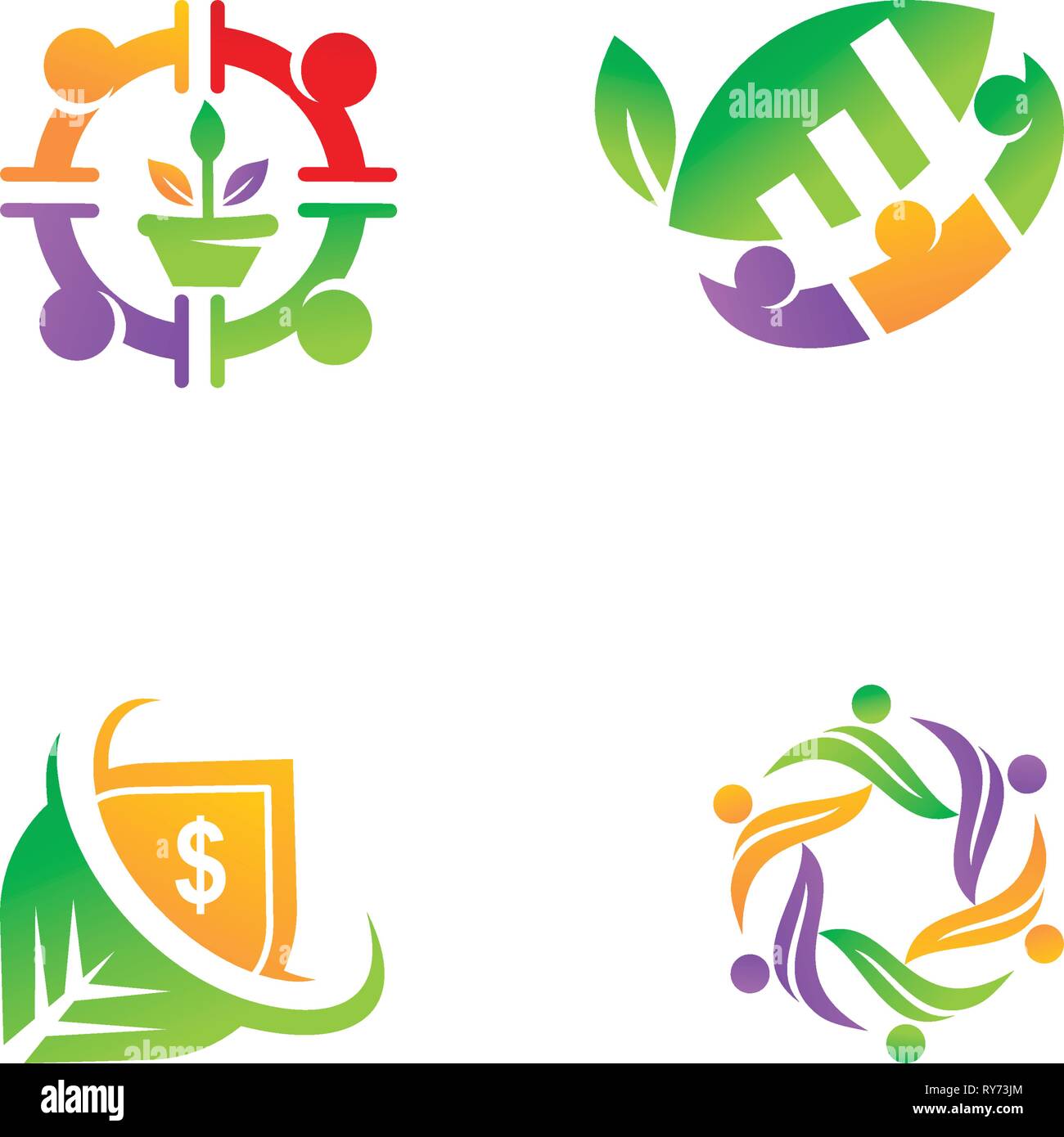 Leaf Logo Design Vector Template Set Stock Vector Image & Art - Alamy