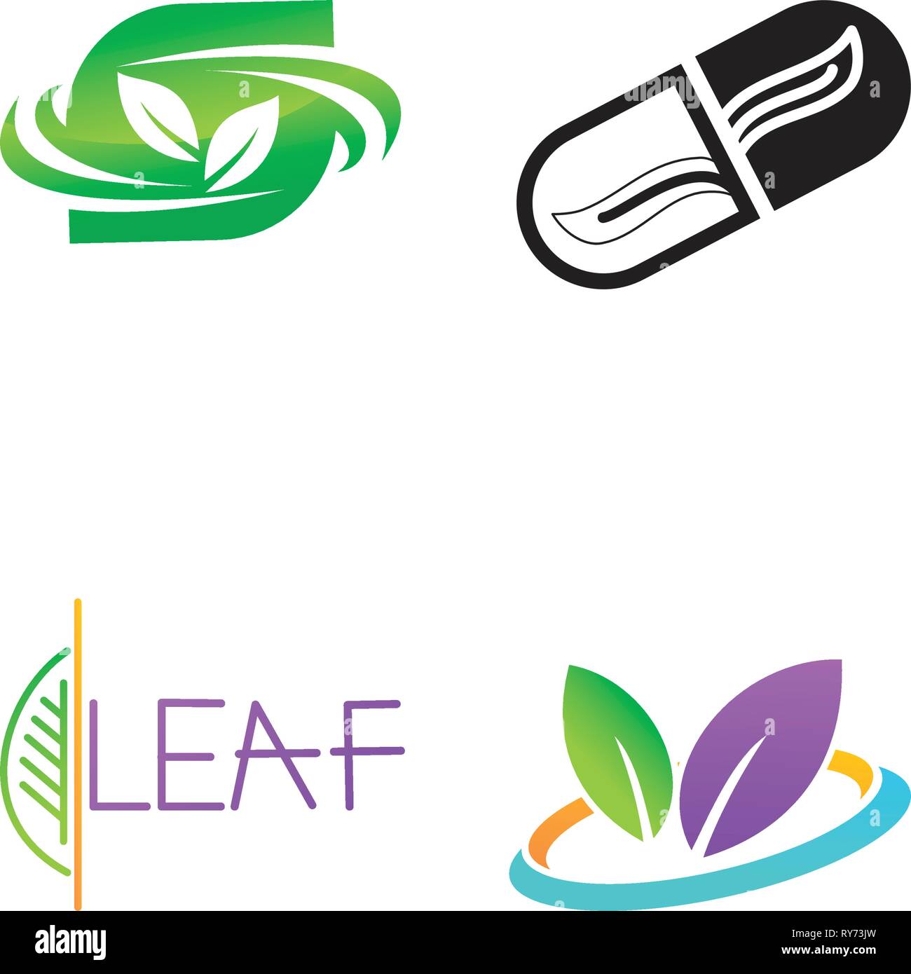 Leaf Logo Design Vector Template Set Stock Vector Image & Art - Alamy