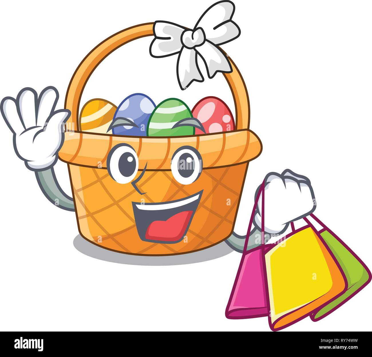Shopping easter basket isolated in the character Stock Vector Image ...