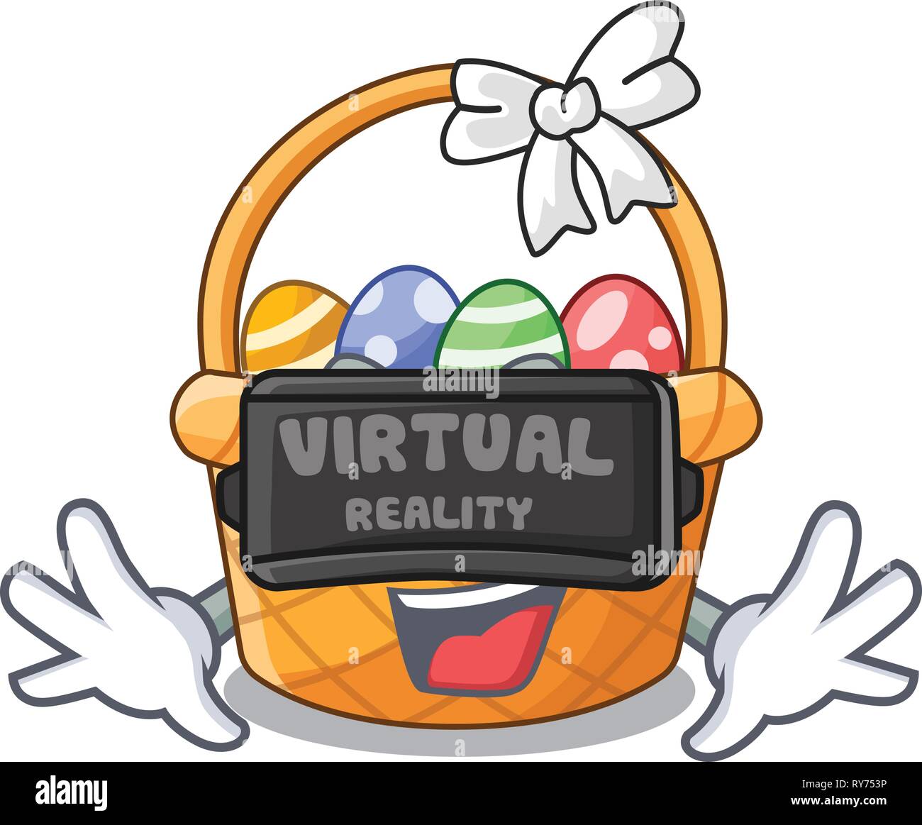 Virtual reality easter basket miniature the shape mascot Stock Vector ...