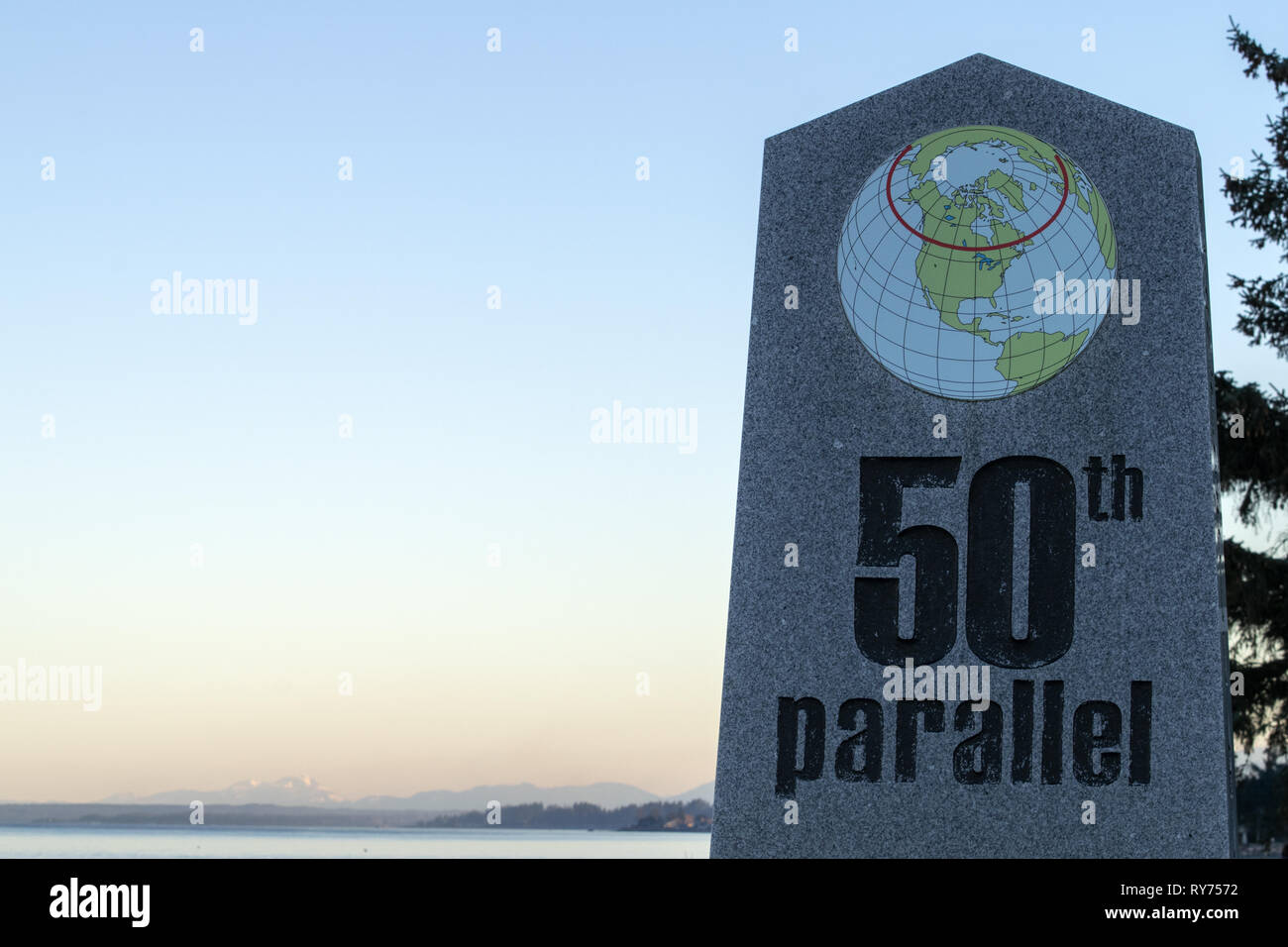 50th parallel marker, Campbell River, British Columbia, Canada Stock ...