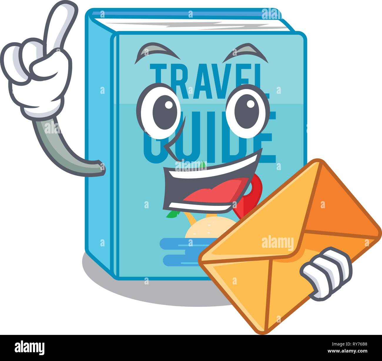 With envelope travel guide book isolated in cartoon Stock Vector Image ...