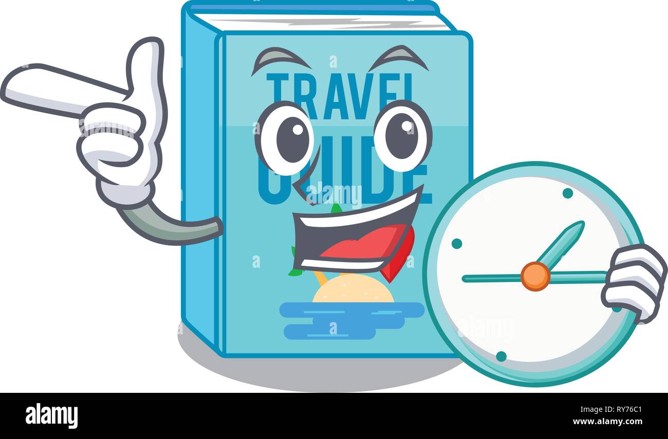 With clock travel guide book isolated in cartoon Stock Vector Image ...