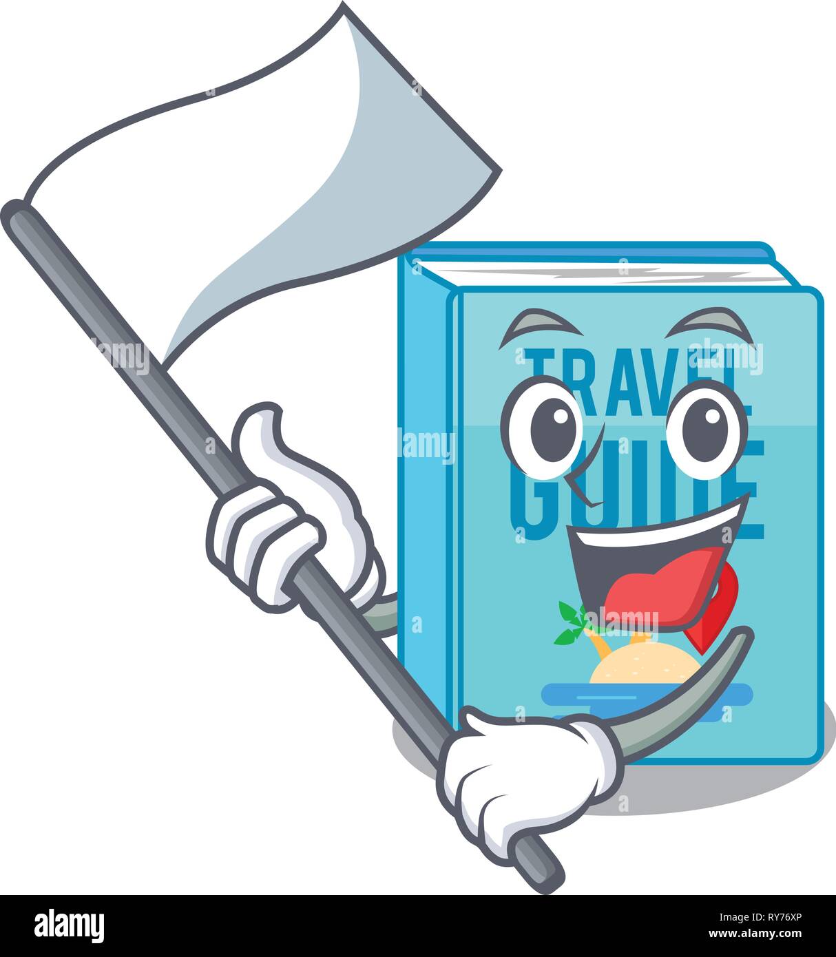 With flag travel guide book above table cartoon Stock Vector Image ...