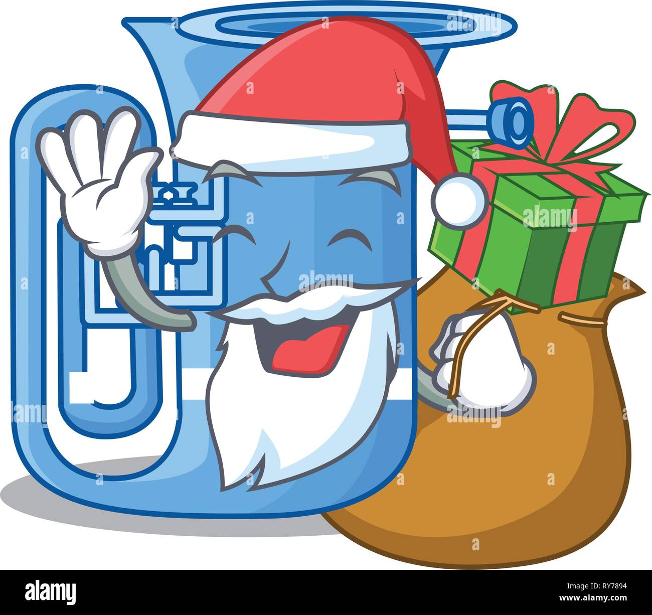 Santa with gift miniature tuba in the shape cartoon Stock Vector Image ...