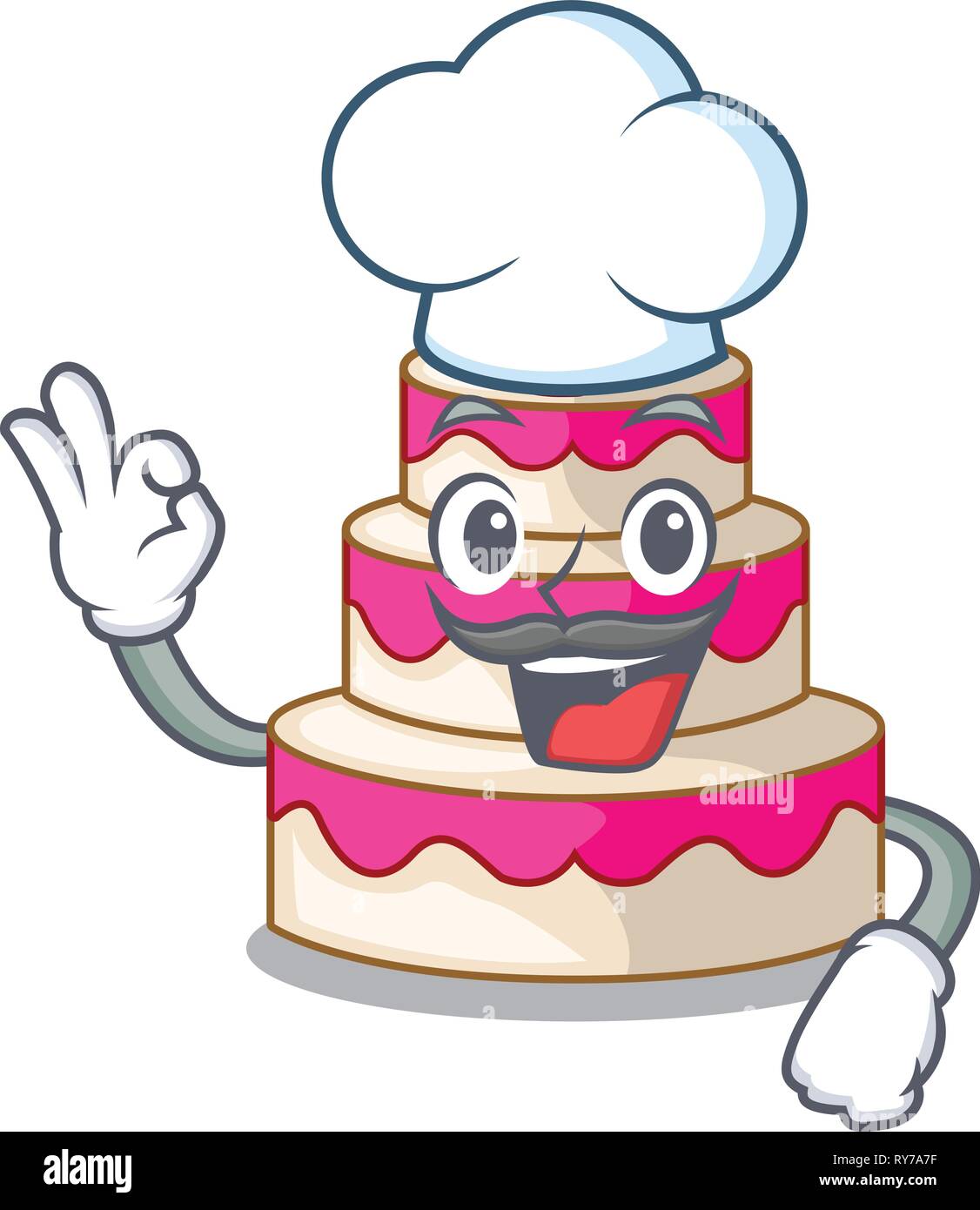 Chef wedding cake above wooden cartoon table Stock Vector Image & Art ...