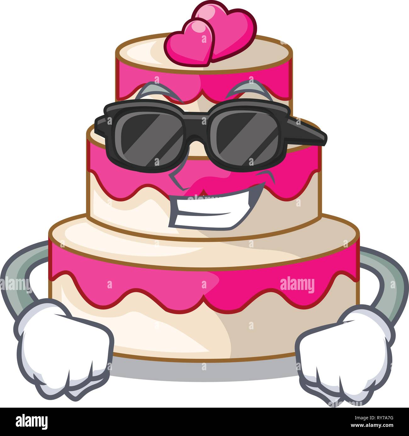 Super cool wedding cake above wooden cartoon table Stock Vector Image ...