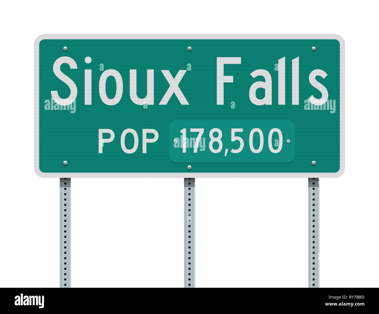 Vector illustration of the Sioux falls Entering green road sign with ...